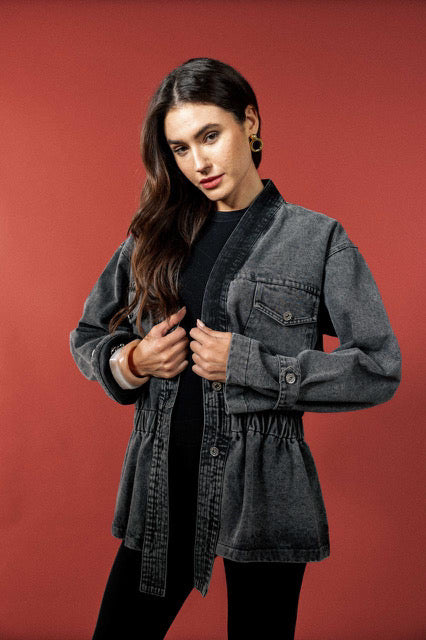 Gathered Denim Jacket